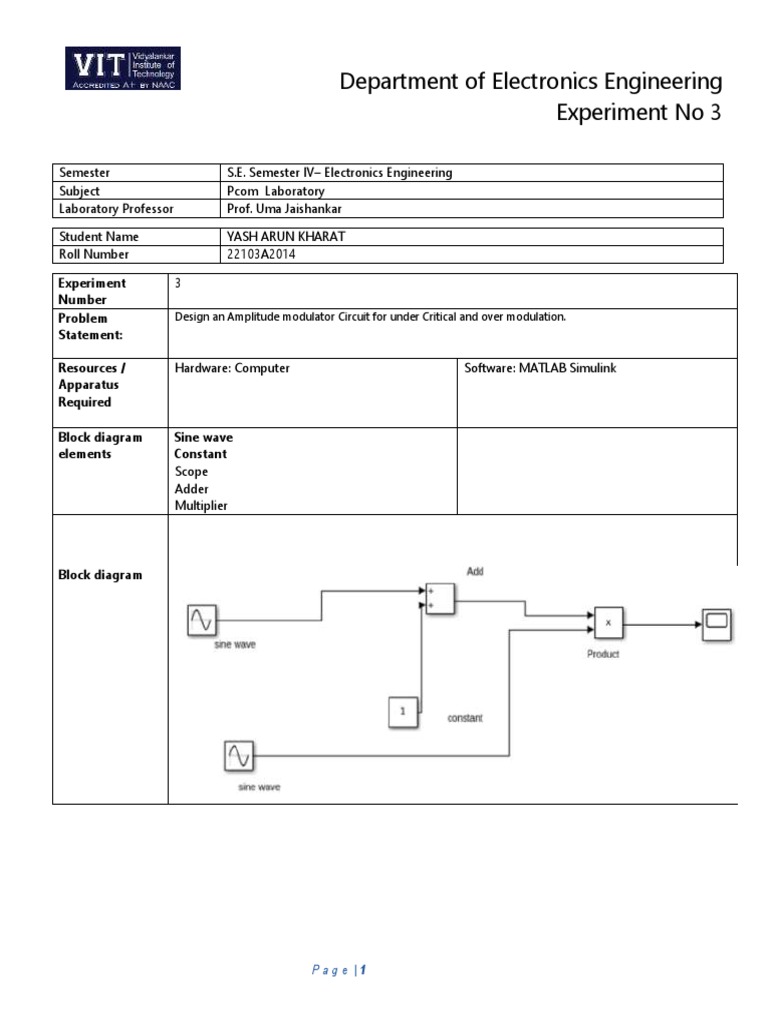 Design and Simulation of an Amplitude Modulator Circuit for Under, Critical, and Over Modulation ...