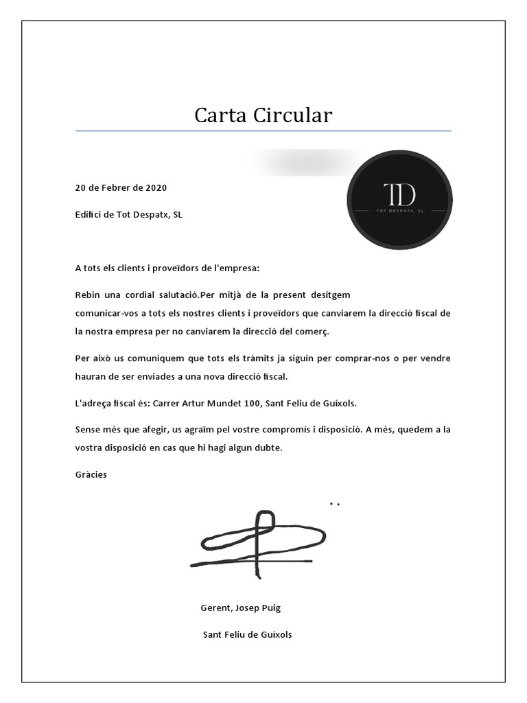 Carta Circular 1 | PDF