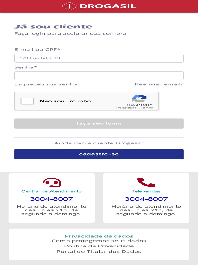 Login Do Cliente Drogasil PDF | PDF