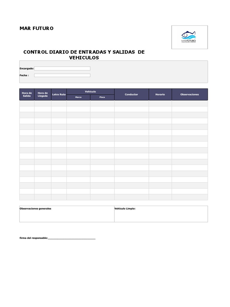 Registro Control Vehículos | PDF