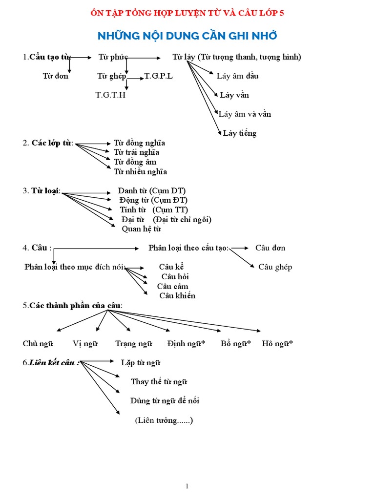 On Tap Tong Hop Luyen Tu Va Cau Lop 5 PDF | PDF