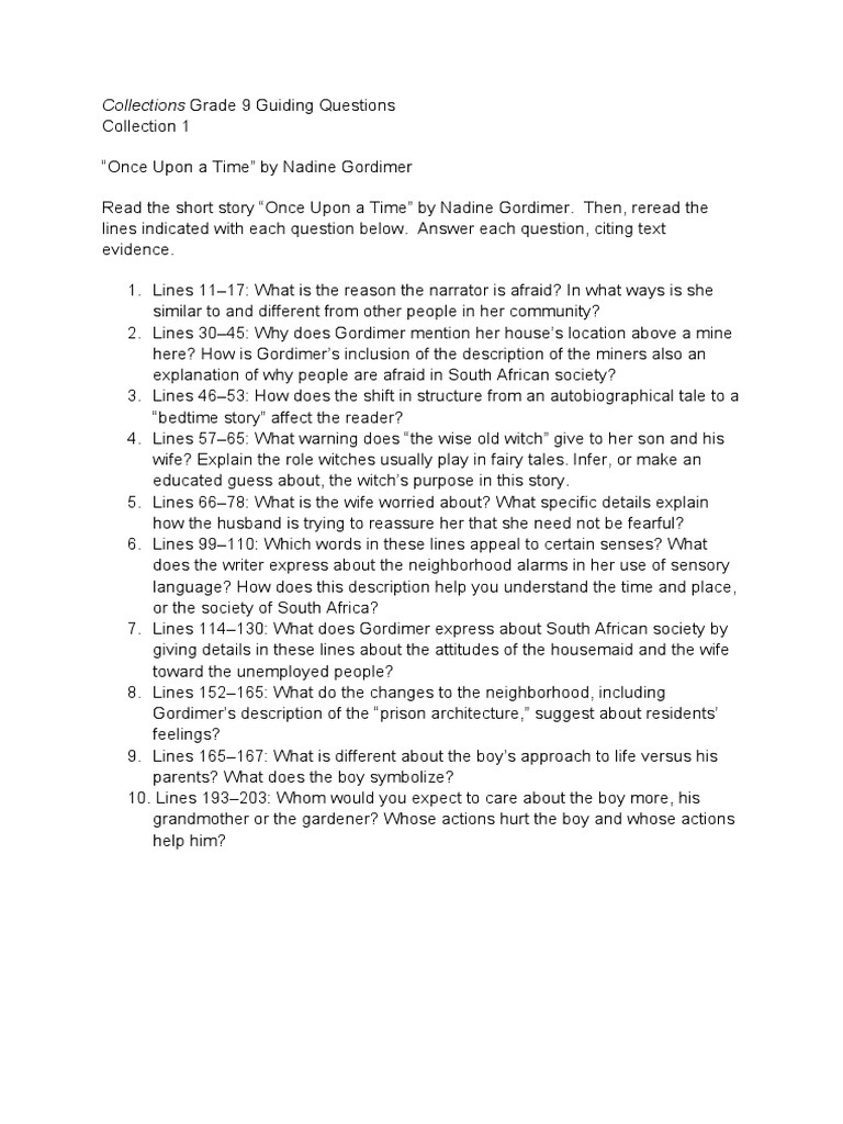 Once Upon A Time - Guiding Questions | PDF