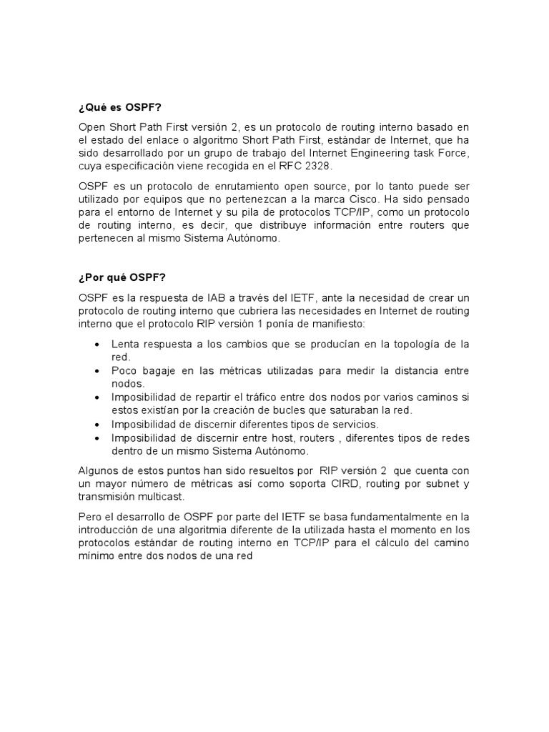 Qué Es OSPF | PDF | Enrutador (Computación) | Ingeniería Informática
