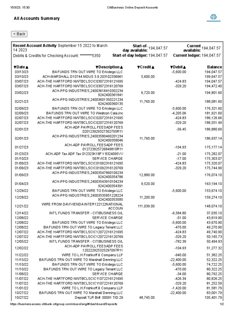 CitiBusiness Online Deposit Accounts | PDF | Debits And Credits | Corporate Jargon