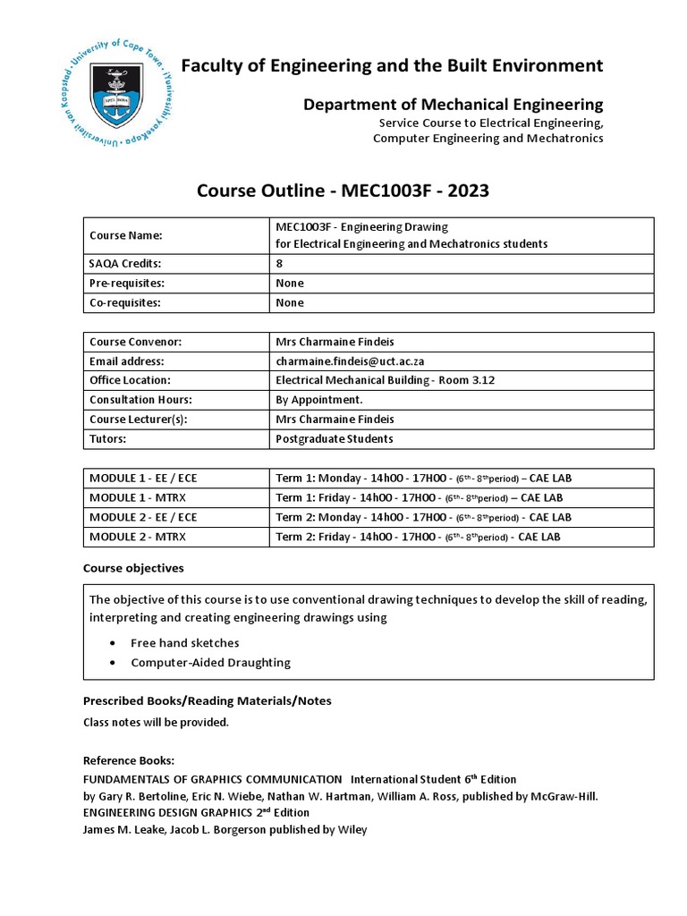 MEC1003F Engineering Drawing Course | PDF | Computer Aided Design ...