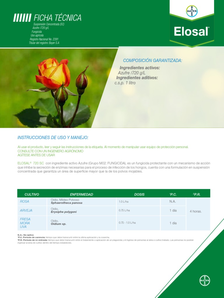 Elosal Bayer Ficha Tecnica Colombia | PDF | Agua