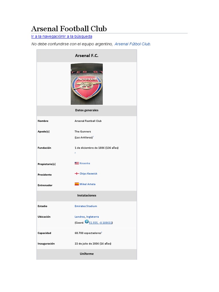 Arsenal | PDF | Arsenal FC | Ligas deportivas