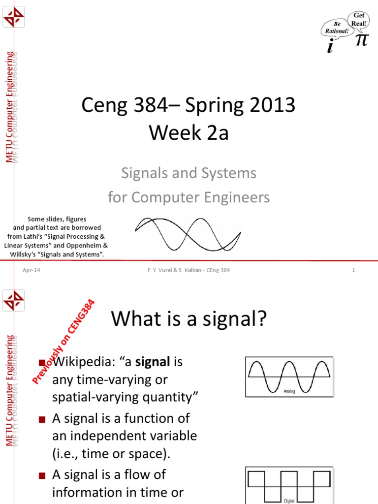 Ceng384 2014 Week2a Signals and Systems PDF | PDF | Discrete Time And ...