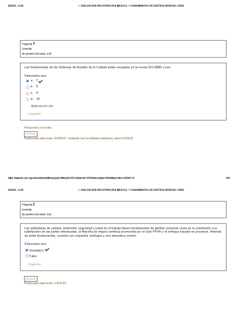 Evaluación Recuperación Módulo 1 Fundamentos de Gestión Integral Hseq | PDF | Planificación ...