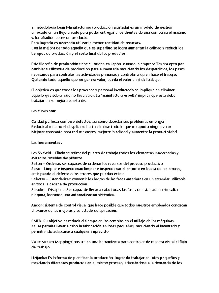 A Metodología Lean Manufacturing Descargar Gratis Pdf Lean