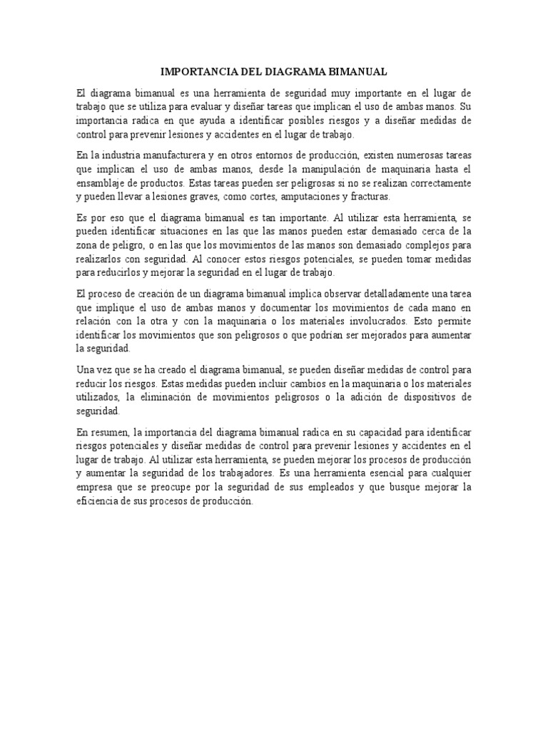 Importancia Del Diagrama Bimanual | PDF