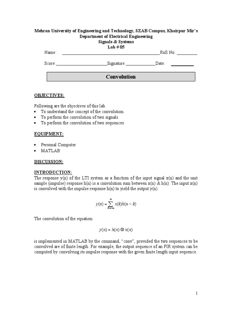Ss Lab 5 | PDF | Convolution | Electronics