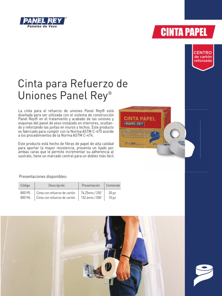 Cinta Refuerzo Uniones PanelRey MEX PDF | PDF | Papel | Cartón