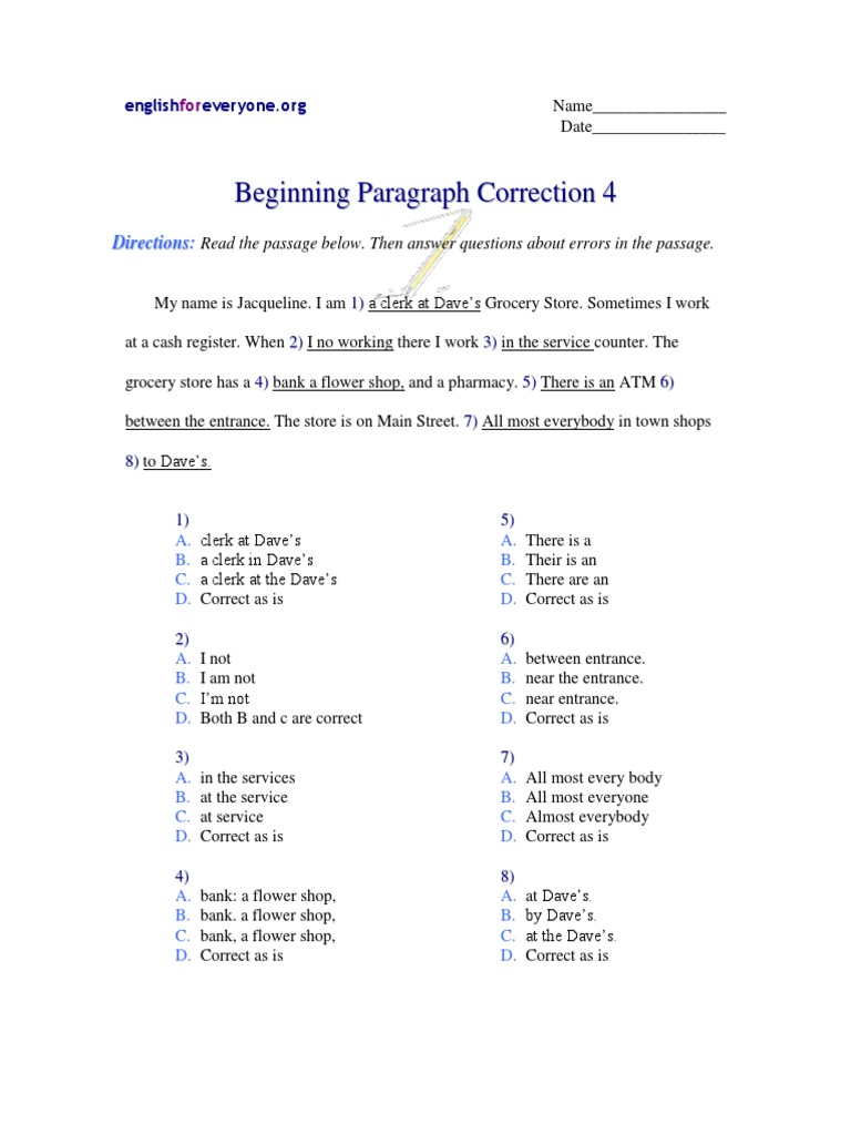 Beginning Paragraph Correction 4 | PDF