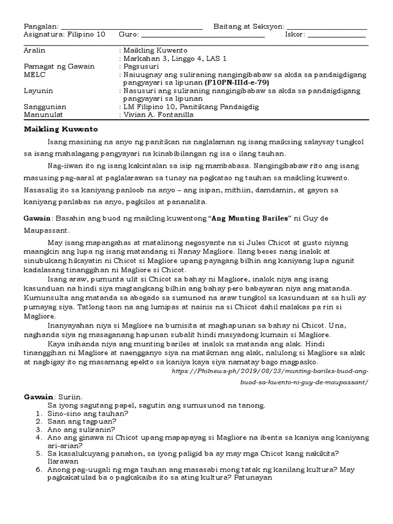 LAS Q3 WEEK 4, Fil 10 | PDF