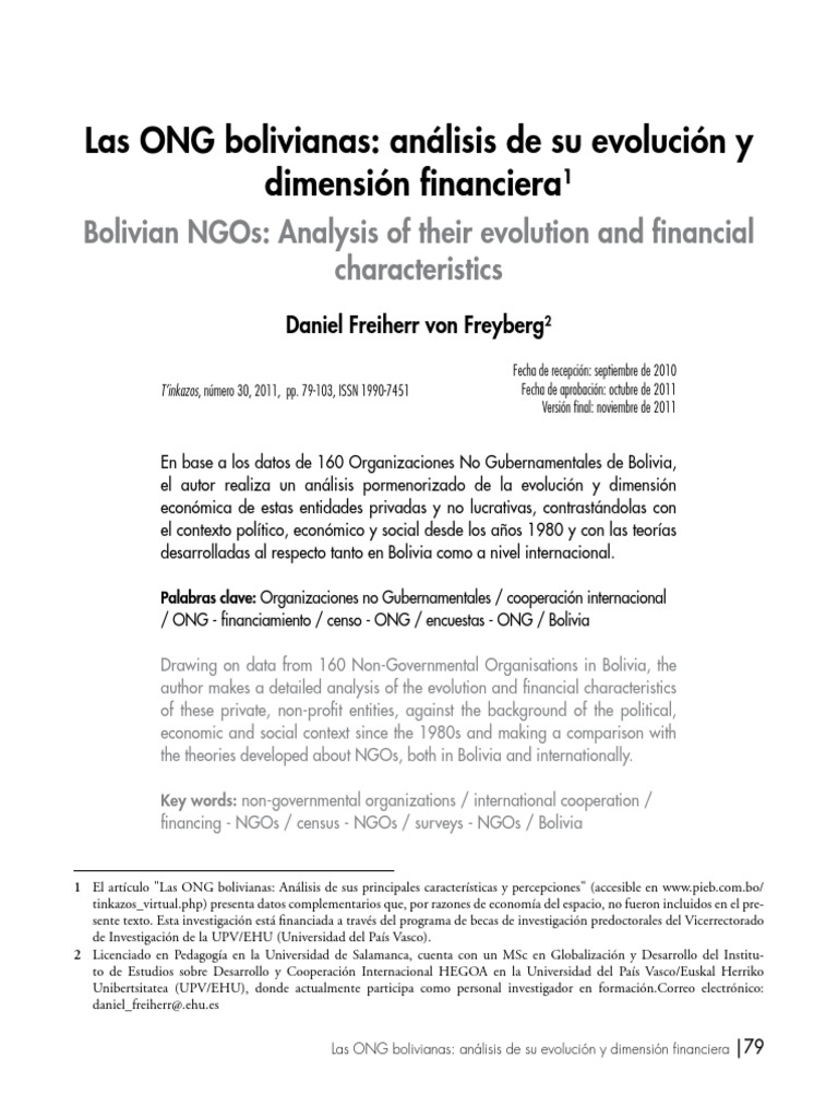 ONG en Bolivia Evoluci N y Finanzas | PDF | Organización no gubernamental | Bolivia