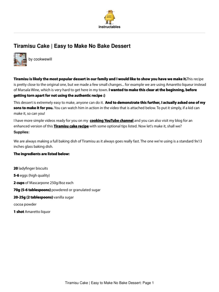 An Easy No-Bake Tiramisu Cake Recipe Demonstrated Through Helpful ...