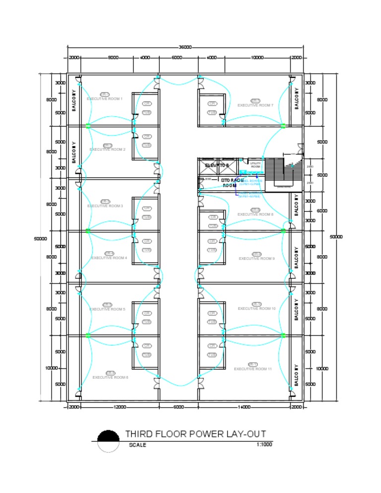 Third Floor Power Lay-Out: Scale 1:1000 | PDF