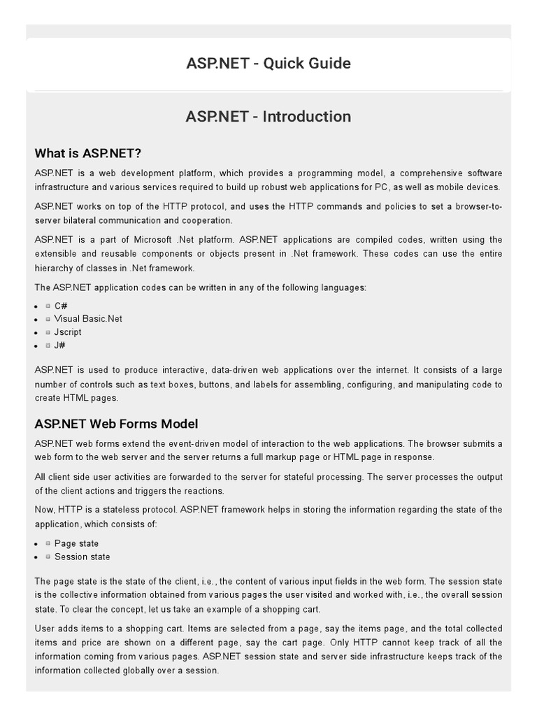 Quick Guide | Download Free PDF | Hypertext Transfer Protocol | Active Server Pages