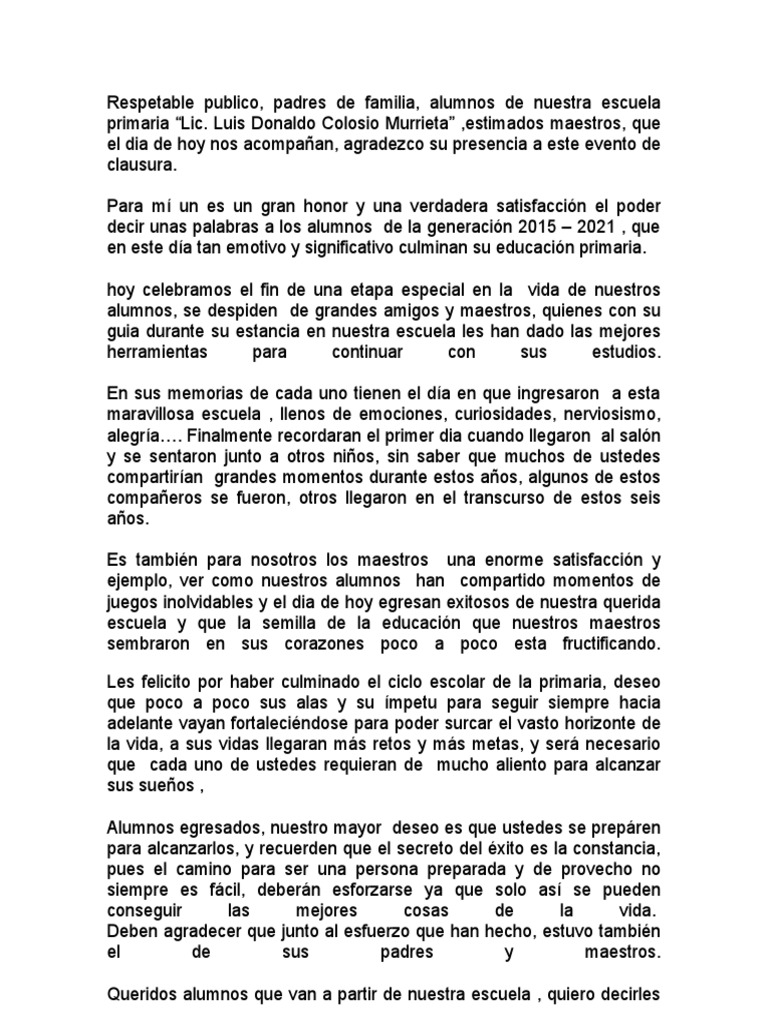Discurso de Clausura | PDF