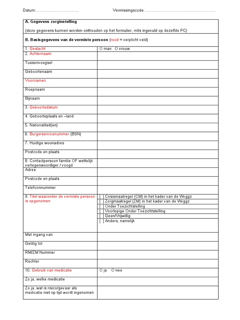 Aanmelden Vermissing Bij Politie | PDF