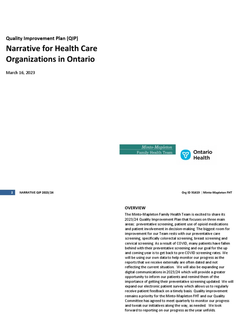 Narrative Report Qip March 2023 | PDF | Patient | Patient Safety