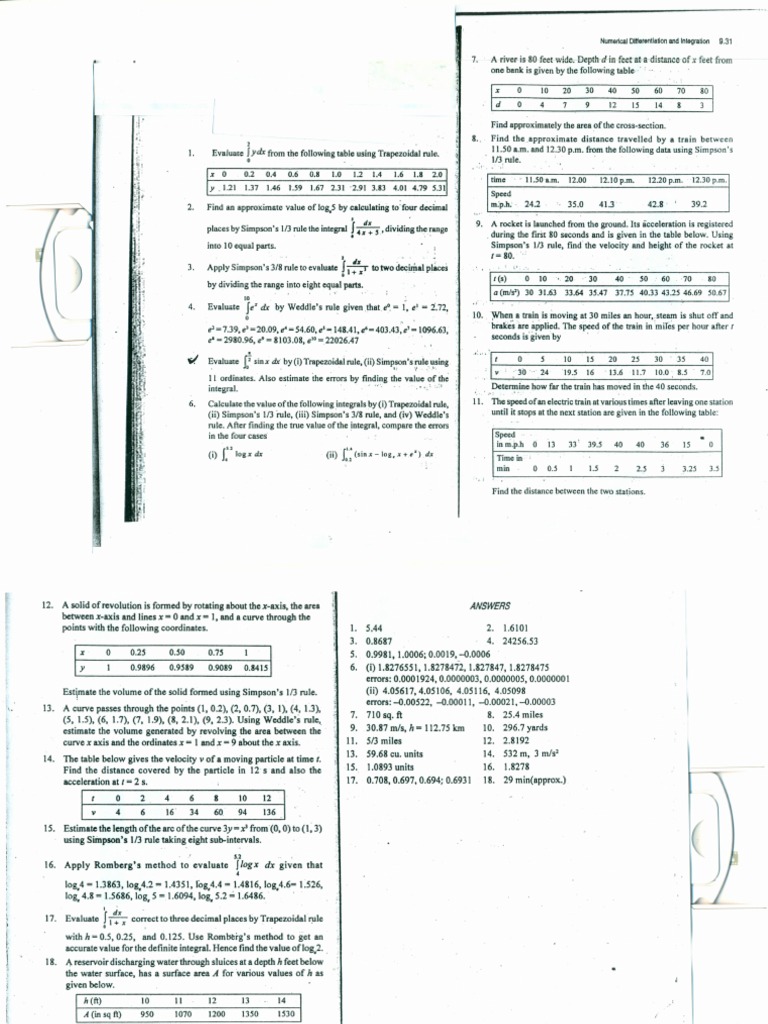 Numerical Integration Techniques Pdf Integral Physical Quantities