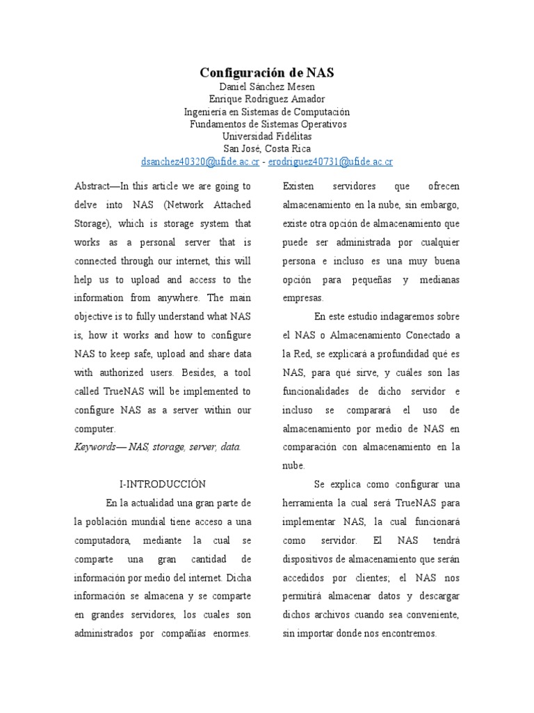 Configuración de NAS - Editable | PDF | Red de computadoras | Servidor ...