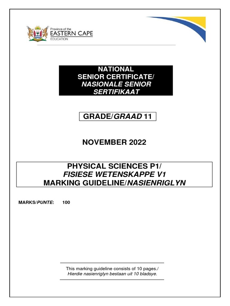 PHYS SCIENCES P1 GR12 MEMO NOV 2022 - Afr+English | PDF