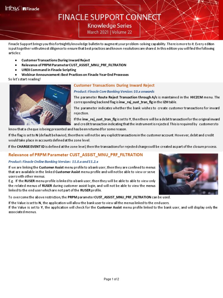 Finacle Support Connect - Vol 22 PDF | PDF | Scripting Language | Menu ...