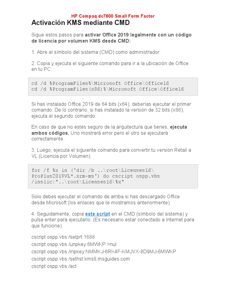 Activación KMS Mediante CMD | PDF | Microsoft Office | Microsoft