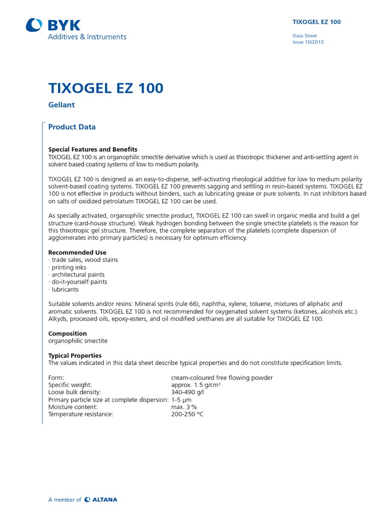 Tixogel Ez 100 TDS (En) | PDF | Paint | Solvent