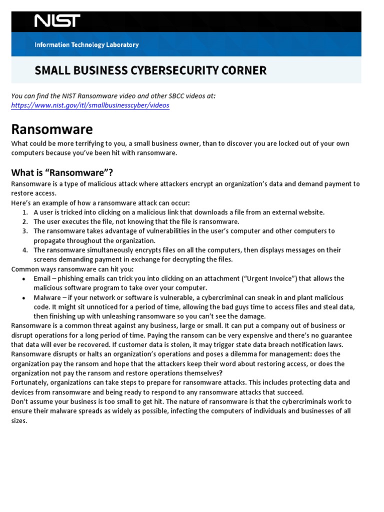 Ransomware Guide From NIST | PDF | Ransomware | Malware