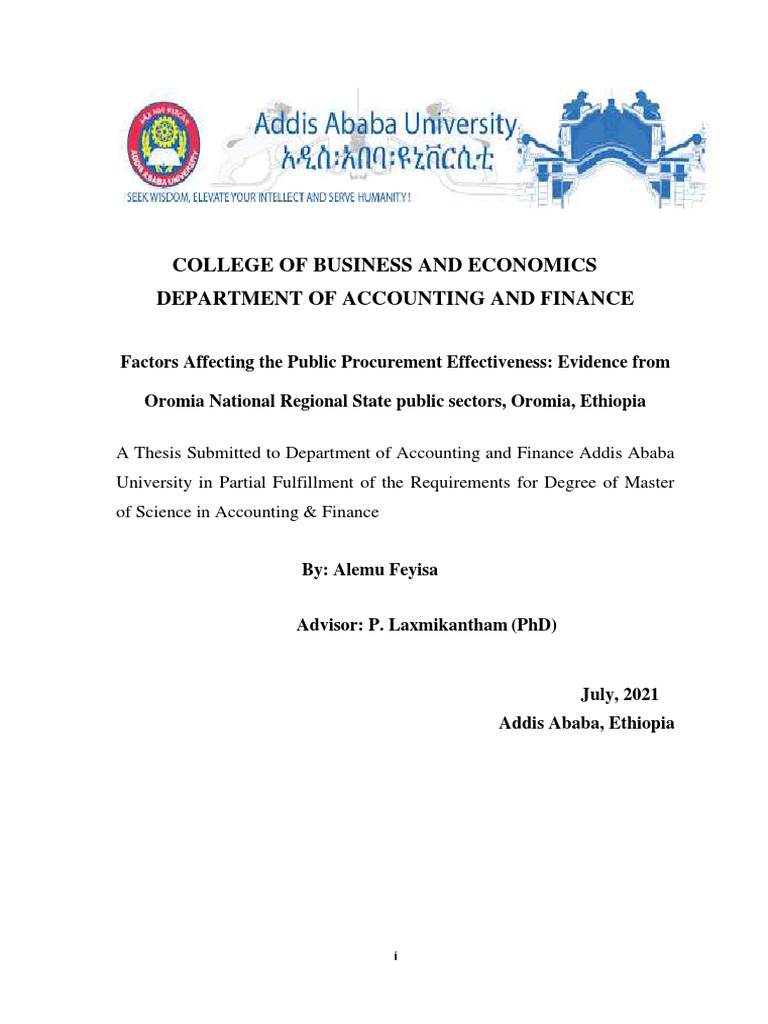 Alemu Feyisa PDF Procurement Regression Analysis