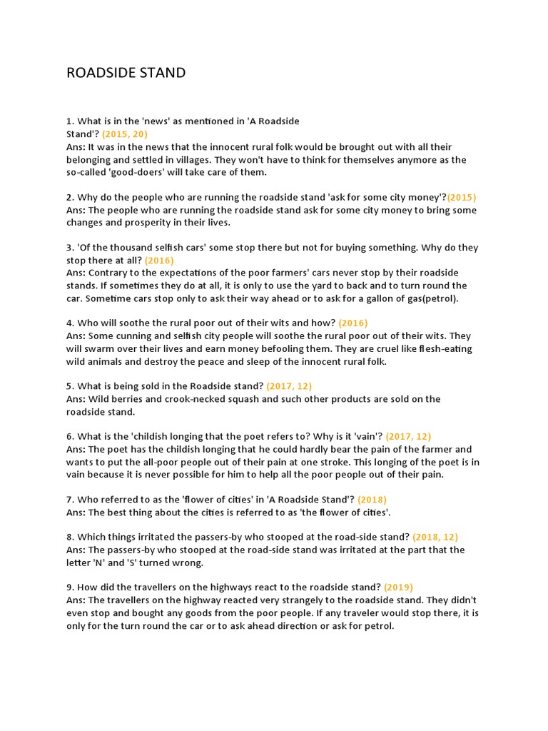 Roadside Stand | PDF