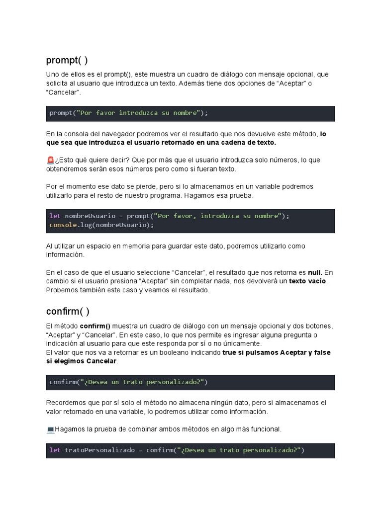 2 (Textos Raw) Alert, Prompt, Confirm | PDF