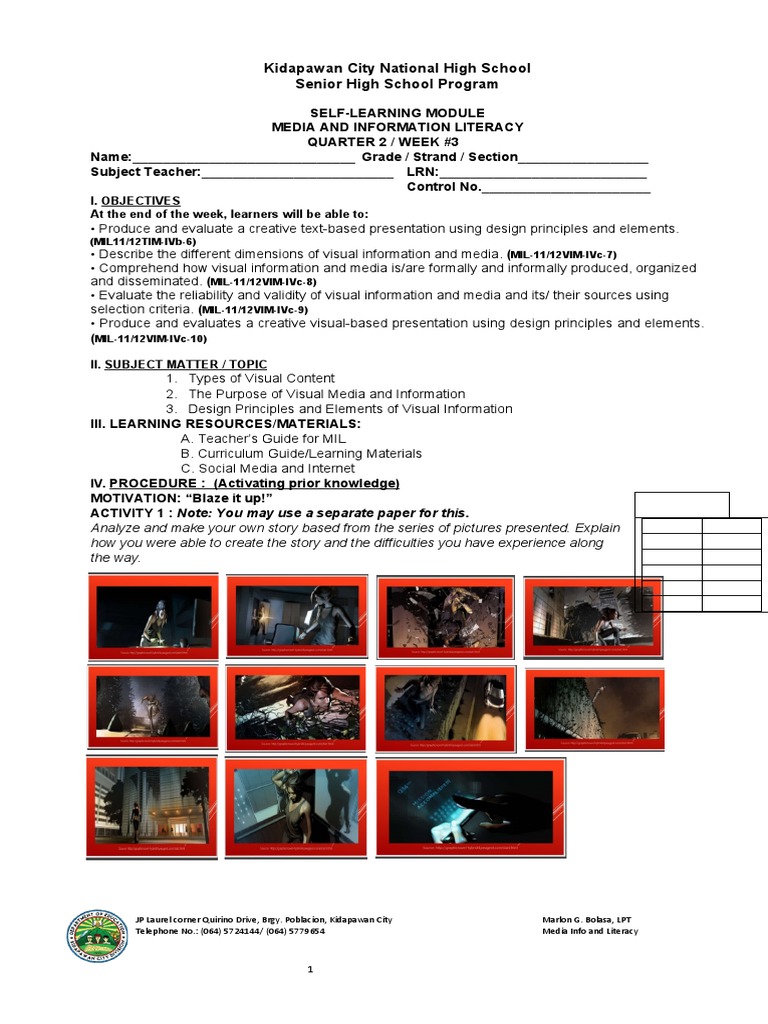 MIL QUARTER 2 WEEK 3 Module | PDF | Composition (Visual Arts) | Infographics