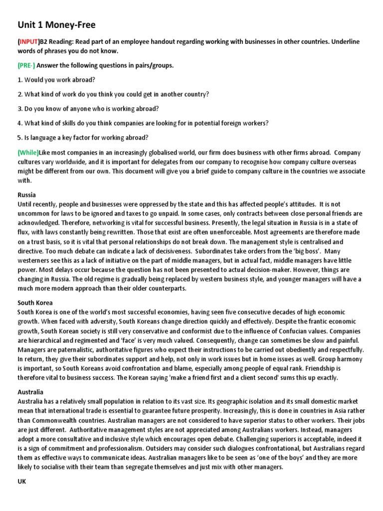 Unit 1 PDF | PDF | Barter | Adverb