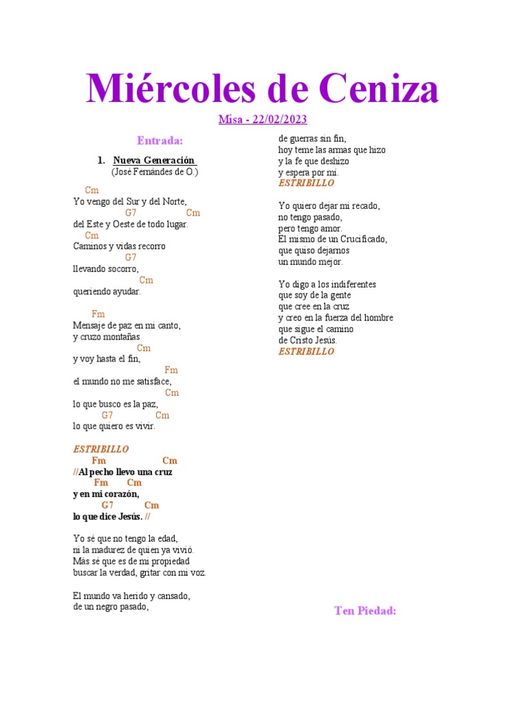 Cantos Miércoles de Ceniza | PDF | Pecado | Cristo (título) Cantos Miércoles de Ceniza | PDF | Pecado | Cristo (título)