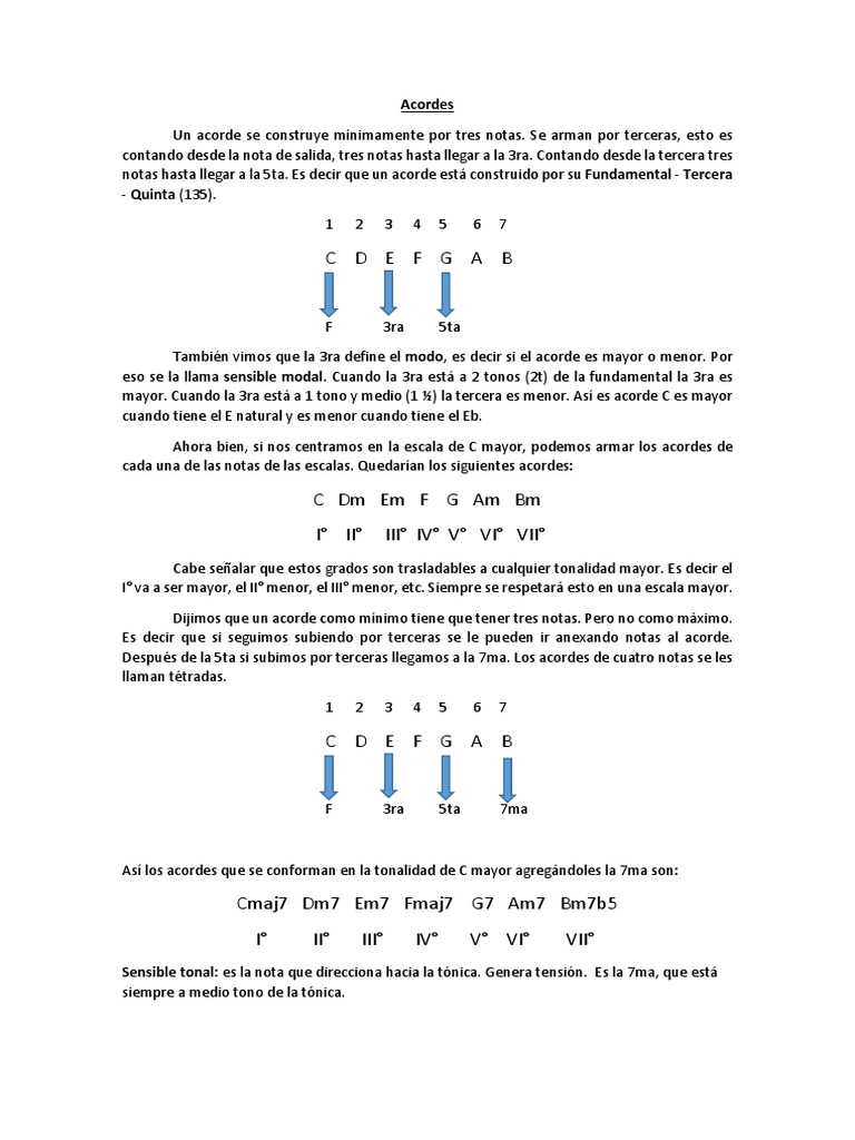 Acordes de La Escala Mayor, Grados Pilares | PDF | Acorde (Música ...