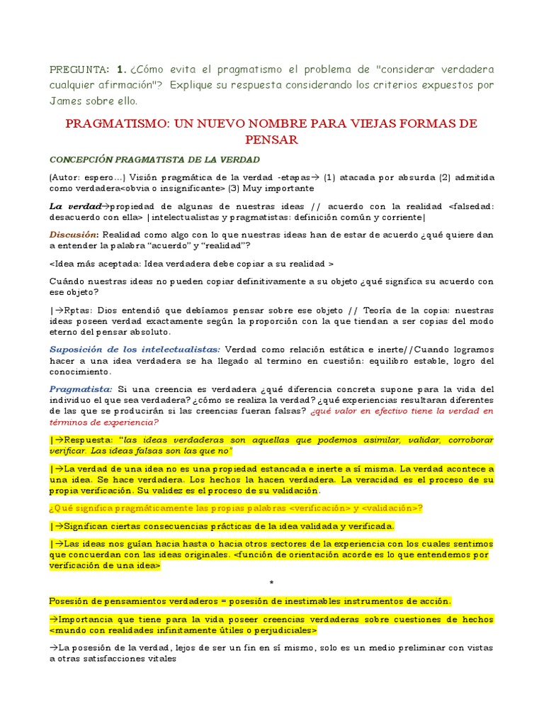 PRAGMATISMO (Resumen Del Texto) | PDF | Verdad | Pragmatismo