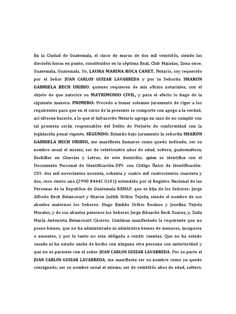 Acta de Matrimonio | PDF | Instituciones sociales | Derecho Civil (Common Law)