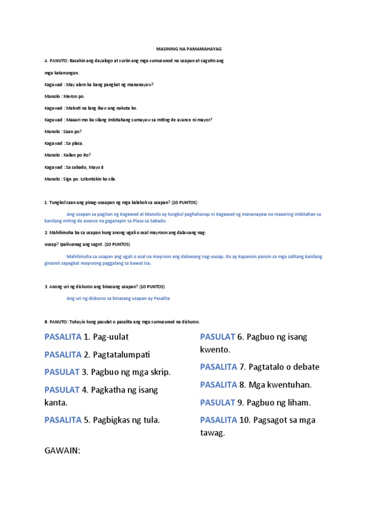 Gawain 2 - Masining Na Pamamahayag | PDF