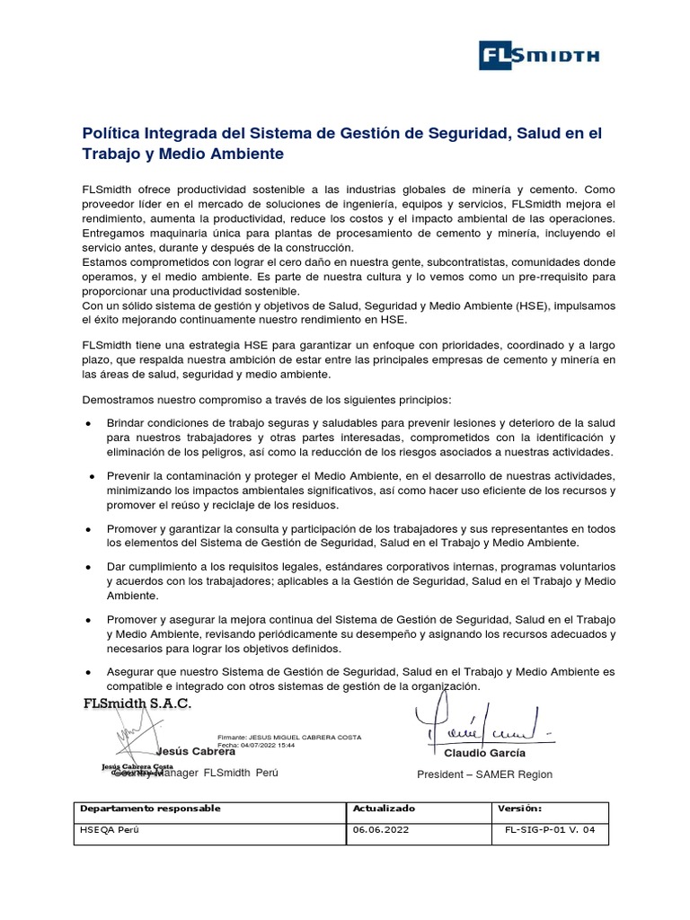 Política de HSE - 2022 | PDF | Entorno natural | Minería