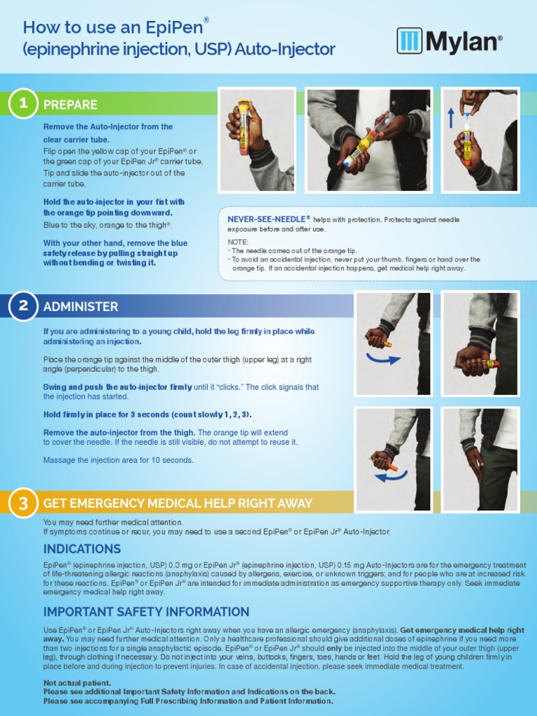 First Aid Howtouseepipenautoinjector PDF | PDF | Epinephrine ...