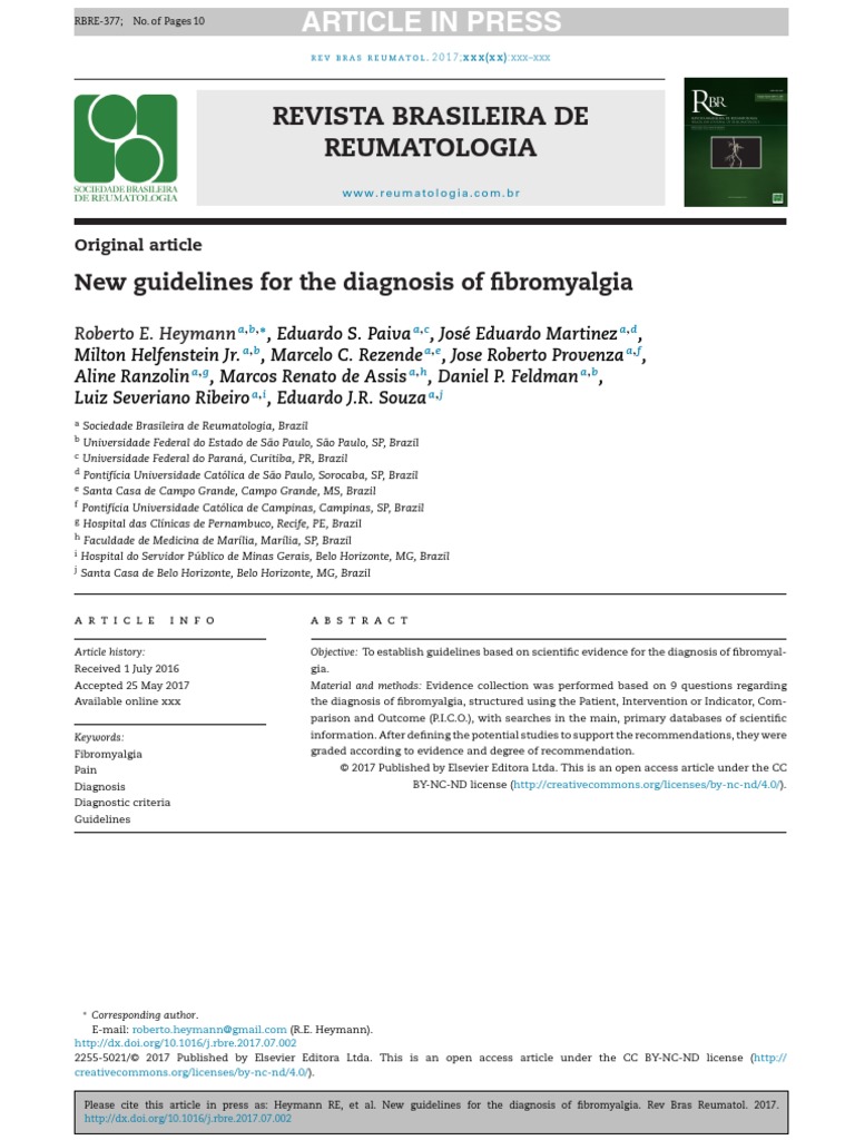 New Guidelines For The Diagnosis of Fibromyalgia | PDF | Fibromyalgia ...