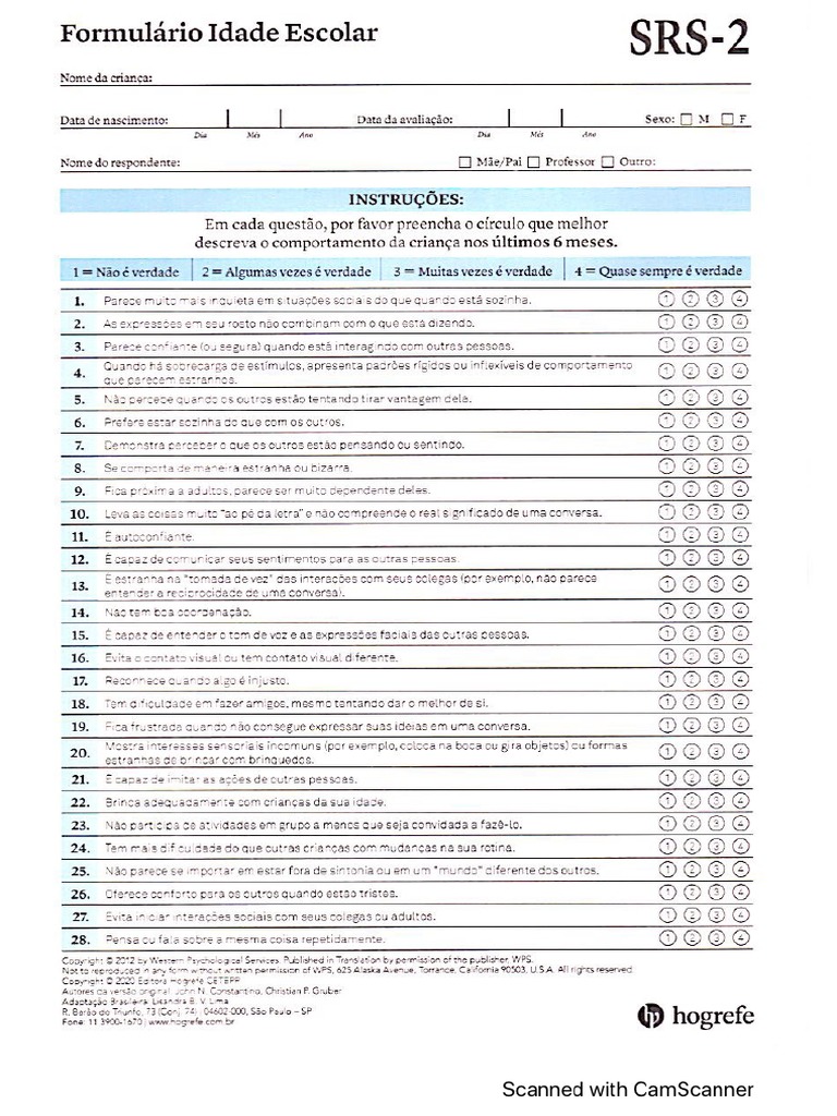 SRS - Idade Escolar PDF | PDF