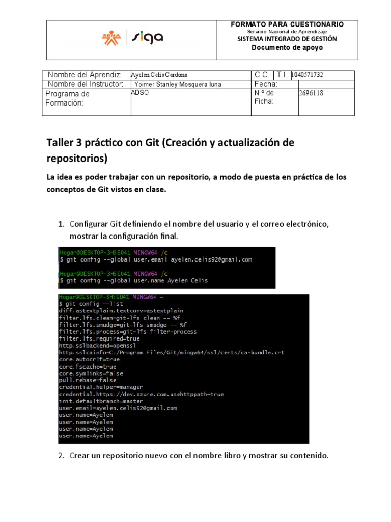 Taller Práctico de Git: Creación de Repositorios | PDF | Informática | Software