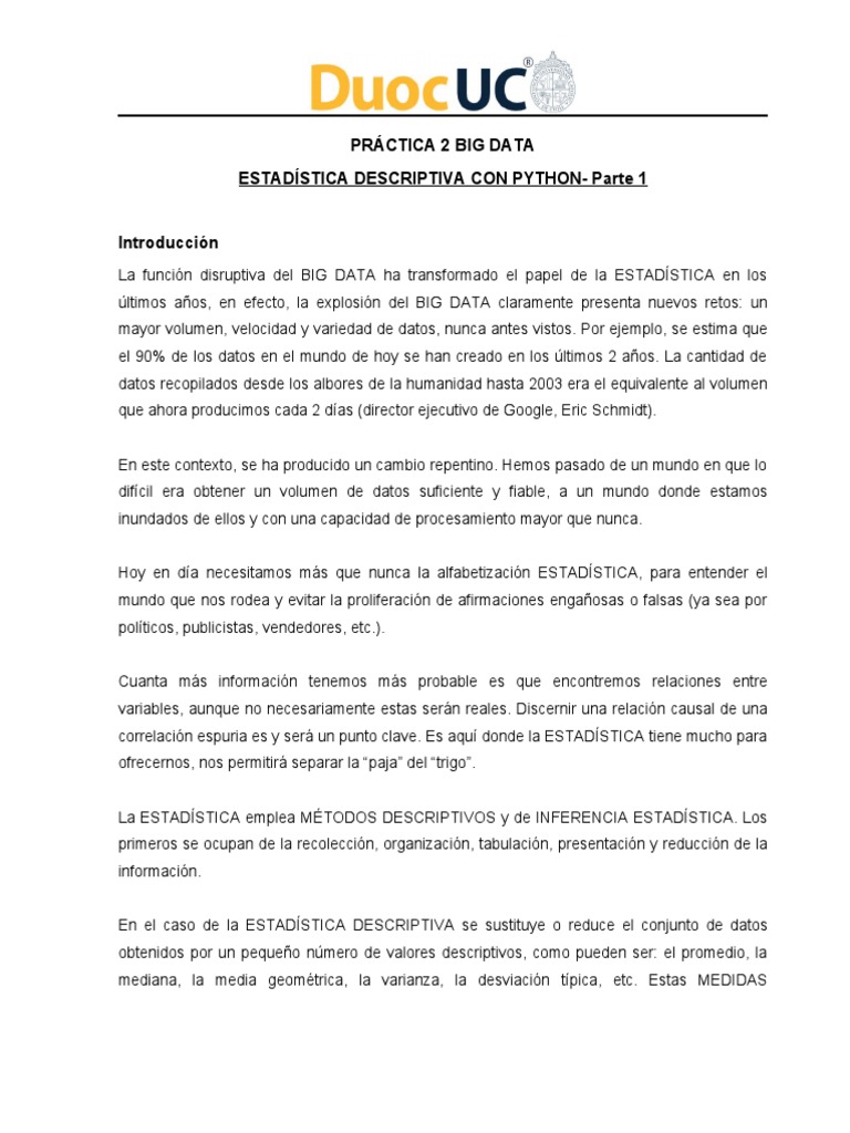 Estadística Descriptiva con Python | PDF