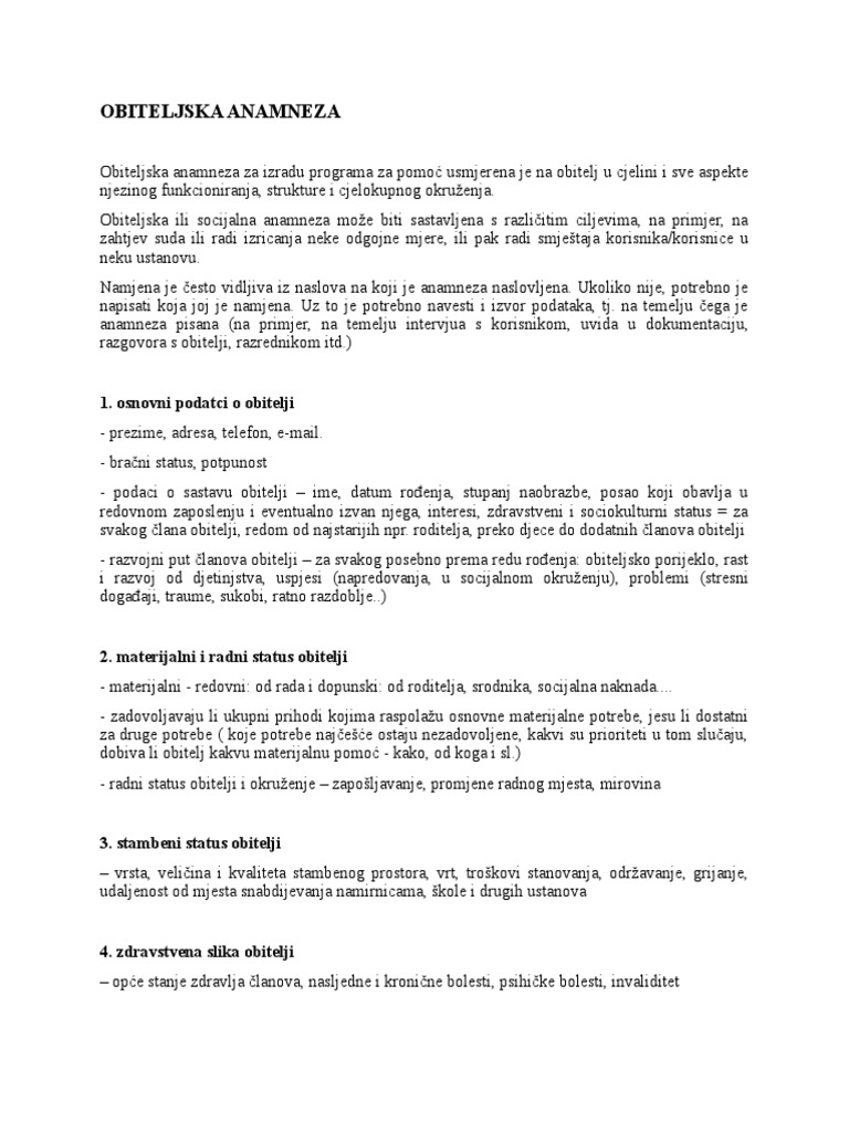 Obiteljska Anamneza | PDF